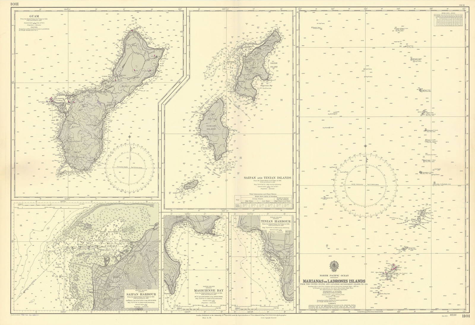 Buy Mariana Islands. Guam Saipan Tinian. Admiralty Sea Chart 1953 (1955 ...