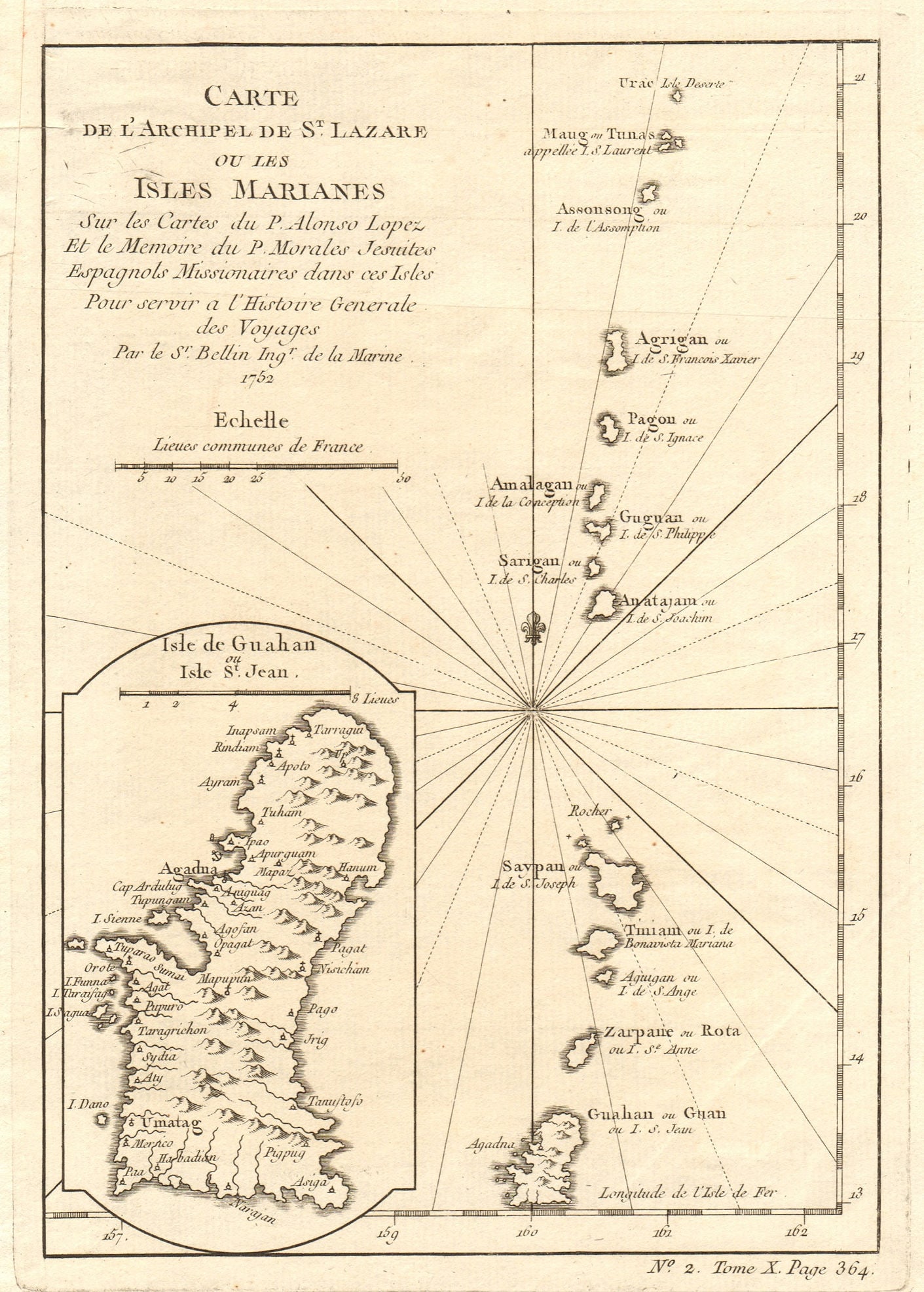 Buy Archipel De St. Lazare Ou Les Isles Marianes'. Guam Saipan. Bellin 1752 Map | Jasper52 In Ny