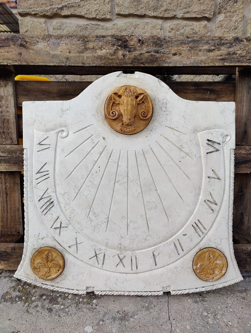 Buy Beautiful Marble Sundial With Ram's Face - 72 X 67 Cm | Jasper52 In Ny
