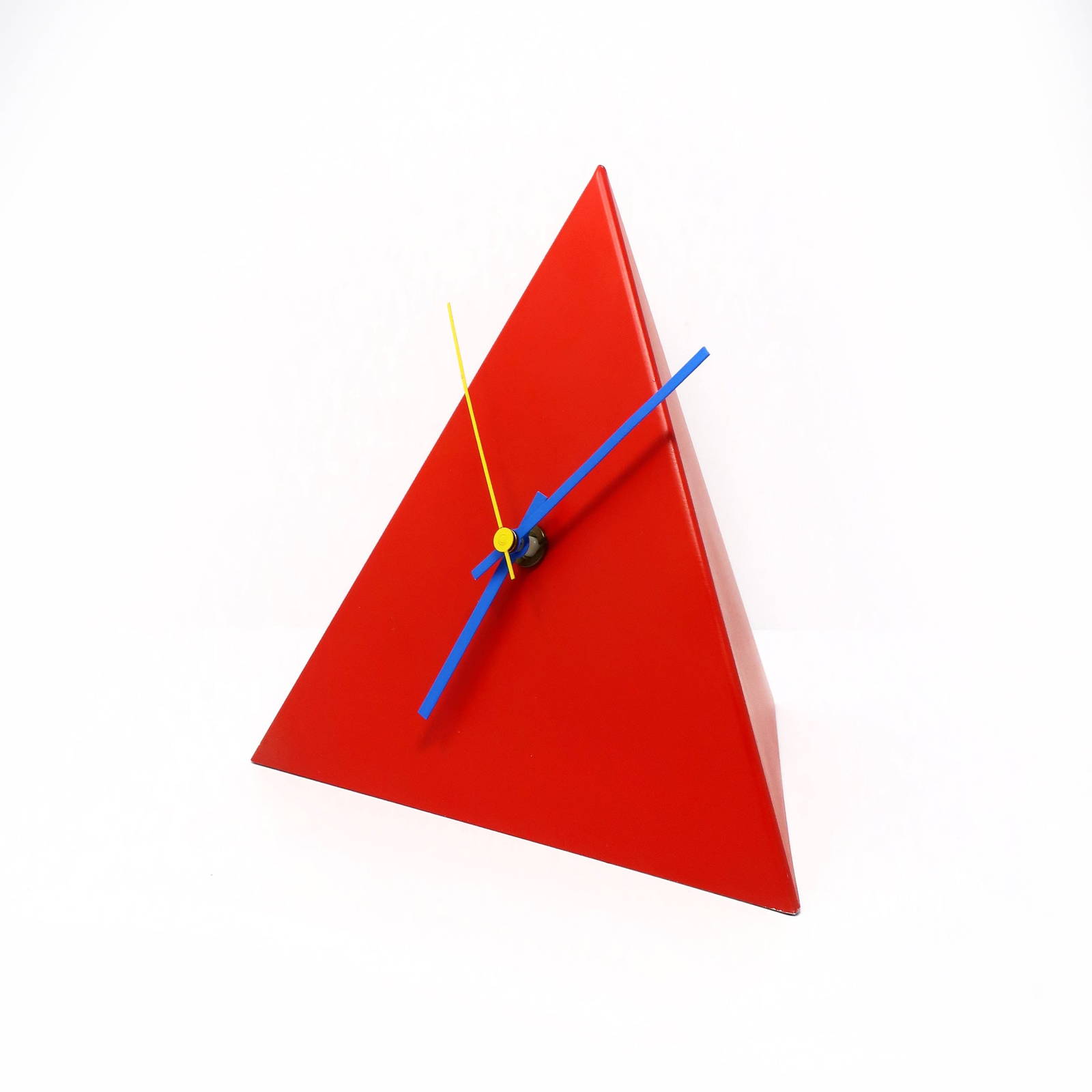 1980s Postmodern Red Metal Pyramid Clock Auction
