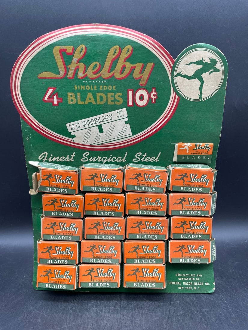 Shelby Single Edge Razor Blade Drug Store Counter Display Auction