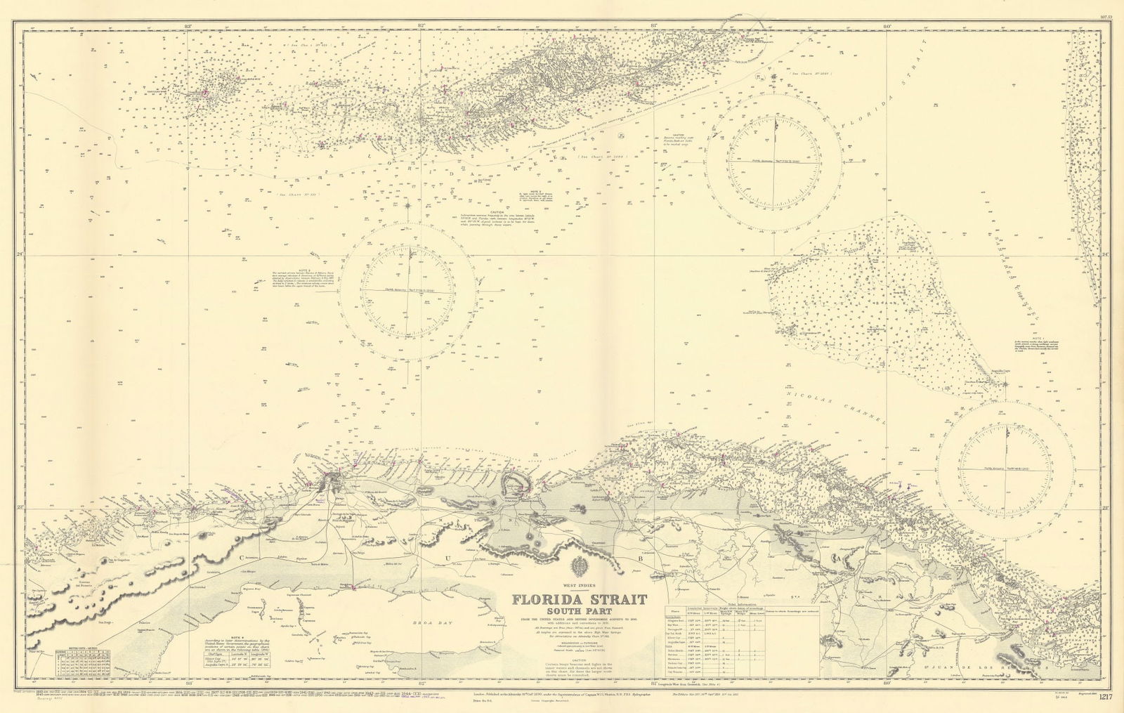 Buy Florida Strait & Keys. Northern Cuba. Admiralty Sea Chart 1890 ...