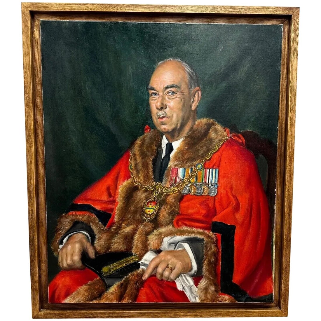 Portrait Mayor Maidstone Kent Red Coat Robes Gold Chain Signed Bernard ...