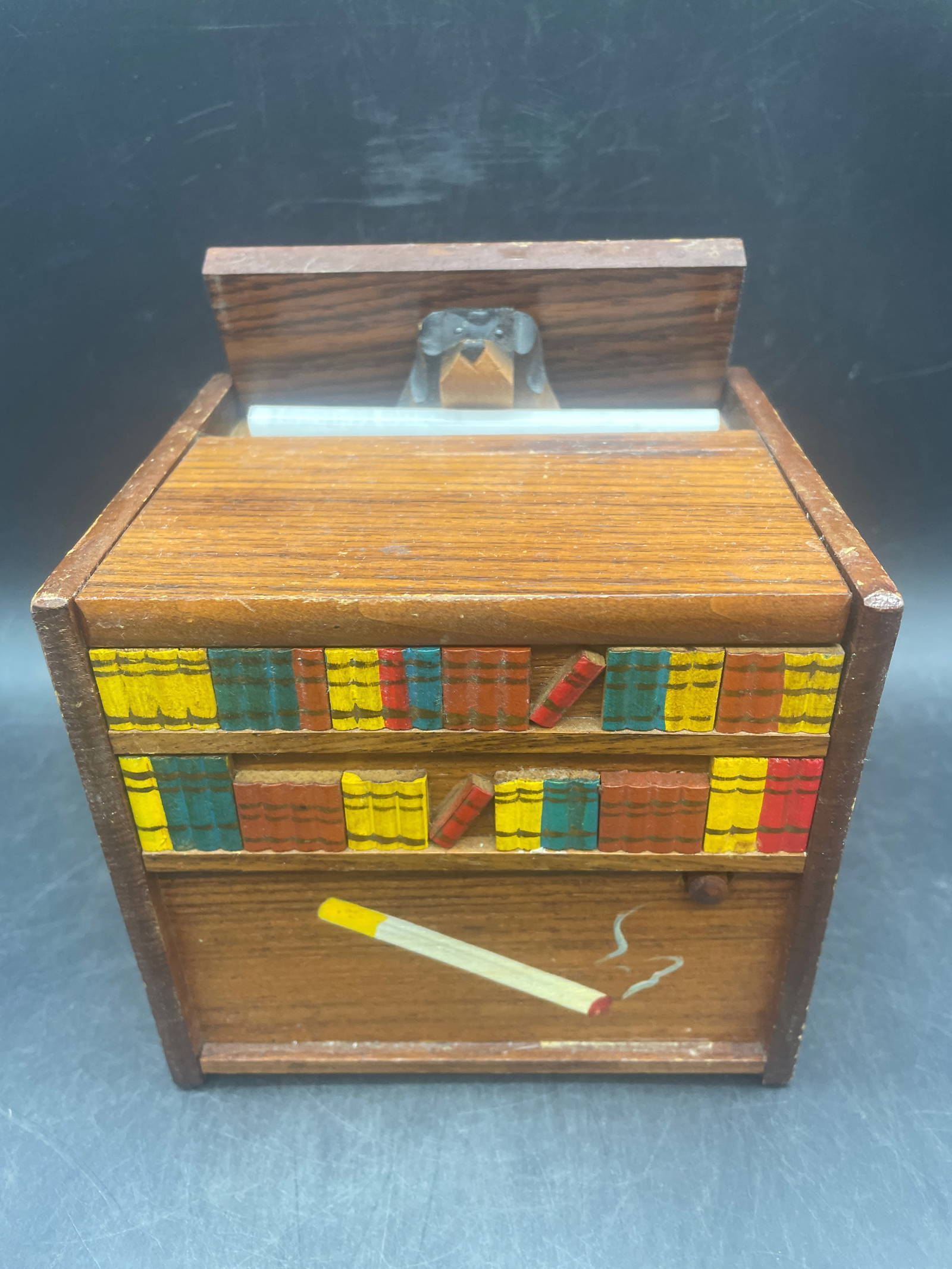 Library Dog Motion Animated Cigarette Music Box Dispenser Auction