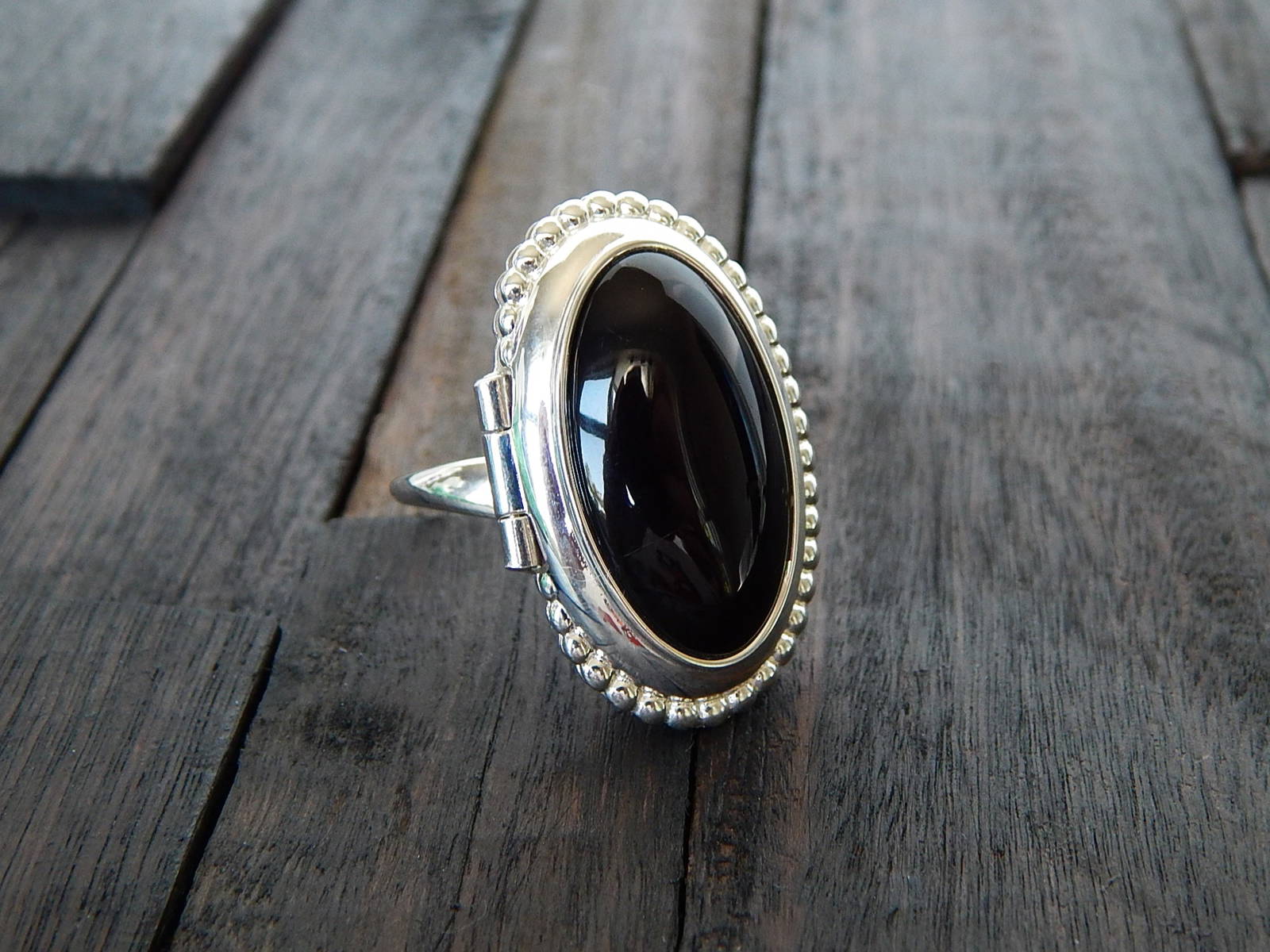 Natural Baltic Black Cherry Amber Adjustable Poison Ring Auction