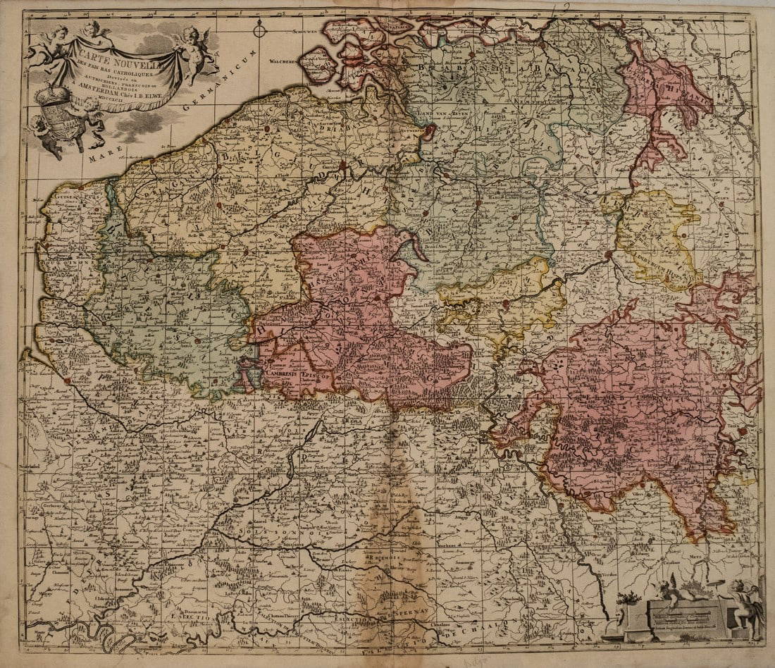 1792 Elwe Map Of Southern Netherlands To Belgium To Northern France ...