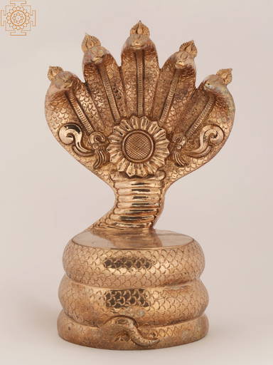 8'' Hindu Serpent Throne Bronze Statue