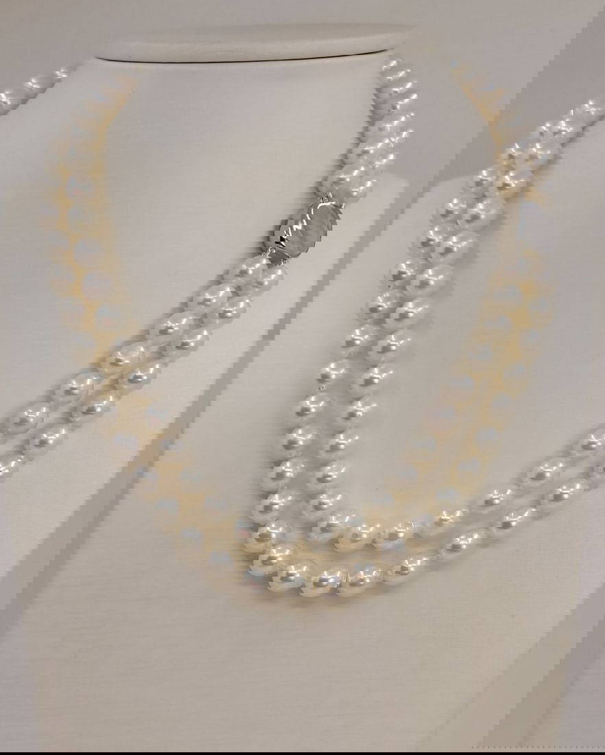 8x8.5mm Double Akoya Pearl - Necklace Auction