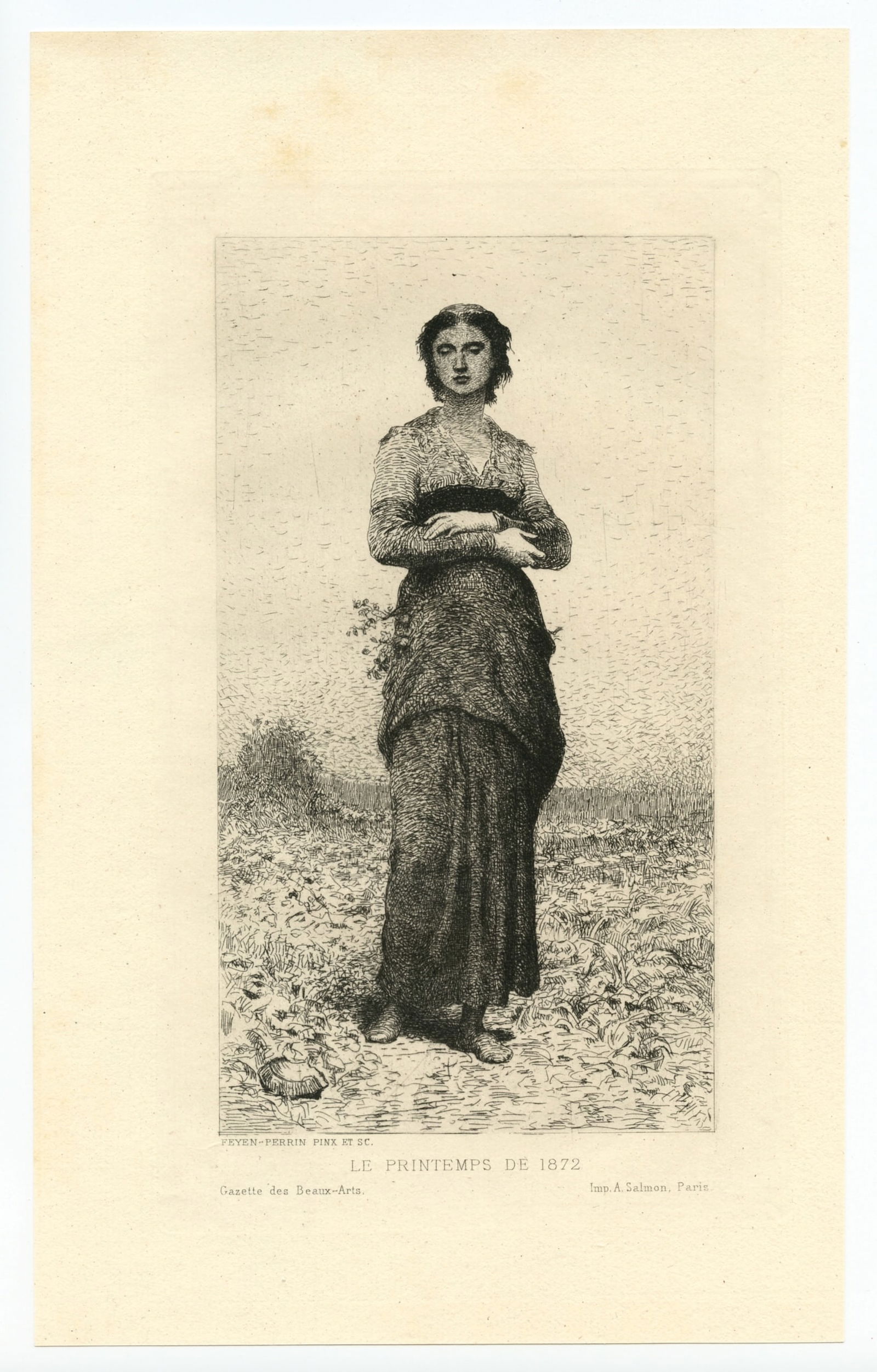 Francois Auguste Feyen-perrin Original Etching "le Printemps De 1872 ...