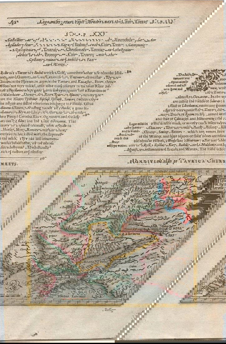 1620s Crimea Hondius Map Of Taurica Chersonesus Copper Engraving ...