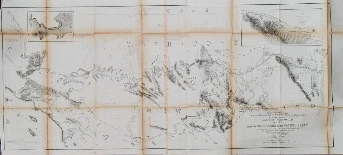 1854-5 Immense Whipple Map From Texas To California -- Map No. 2 From ...