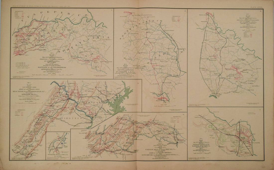 1893 Civil War Map Of Virginia Battles -- …battles Of The Wilderness ...