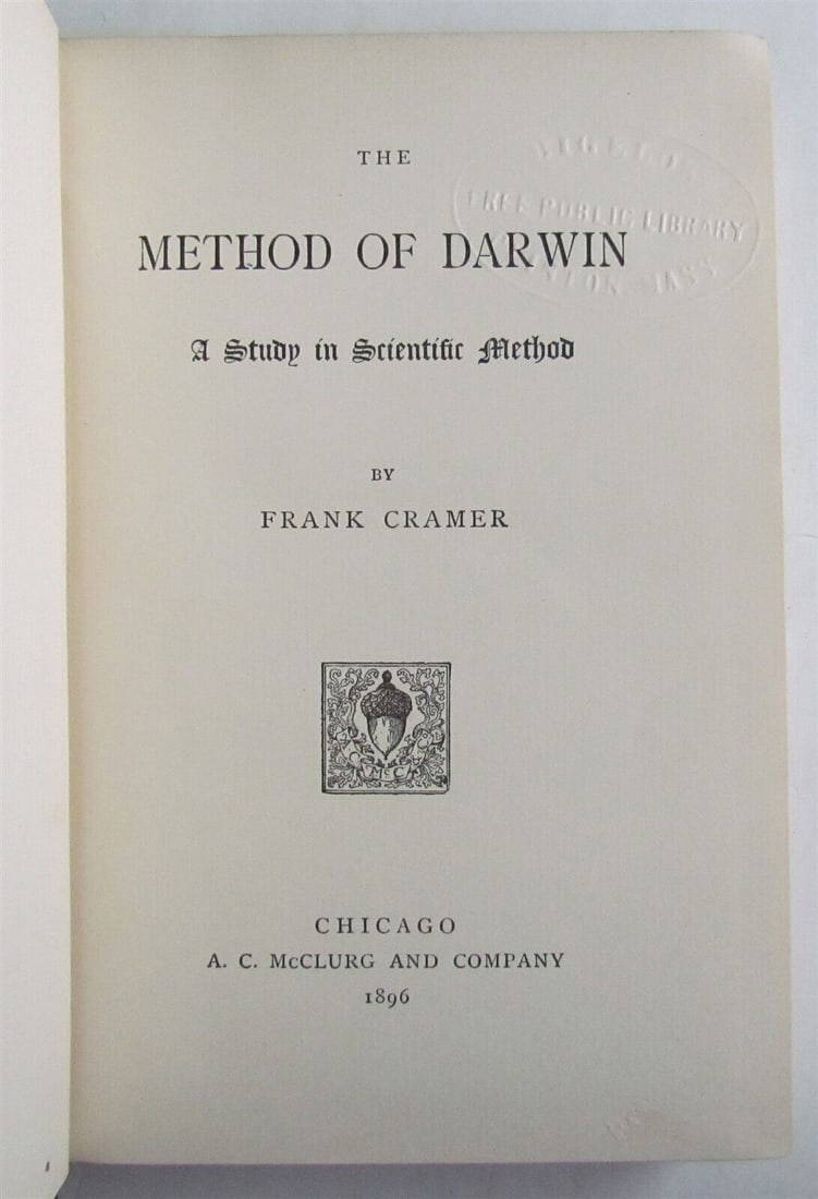 1896 Method Of Darwin By Frank Cramer Antique Auction