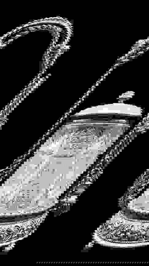 Antique Ornate Pickle Castor Clear Cut Glass Jar With Tongs Quadruple ...