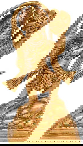 Small 3" Lord Hanuman Holding Mount Dron Of Sanjeevani Herbs In Brass