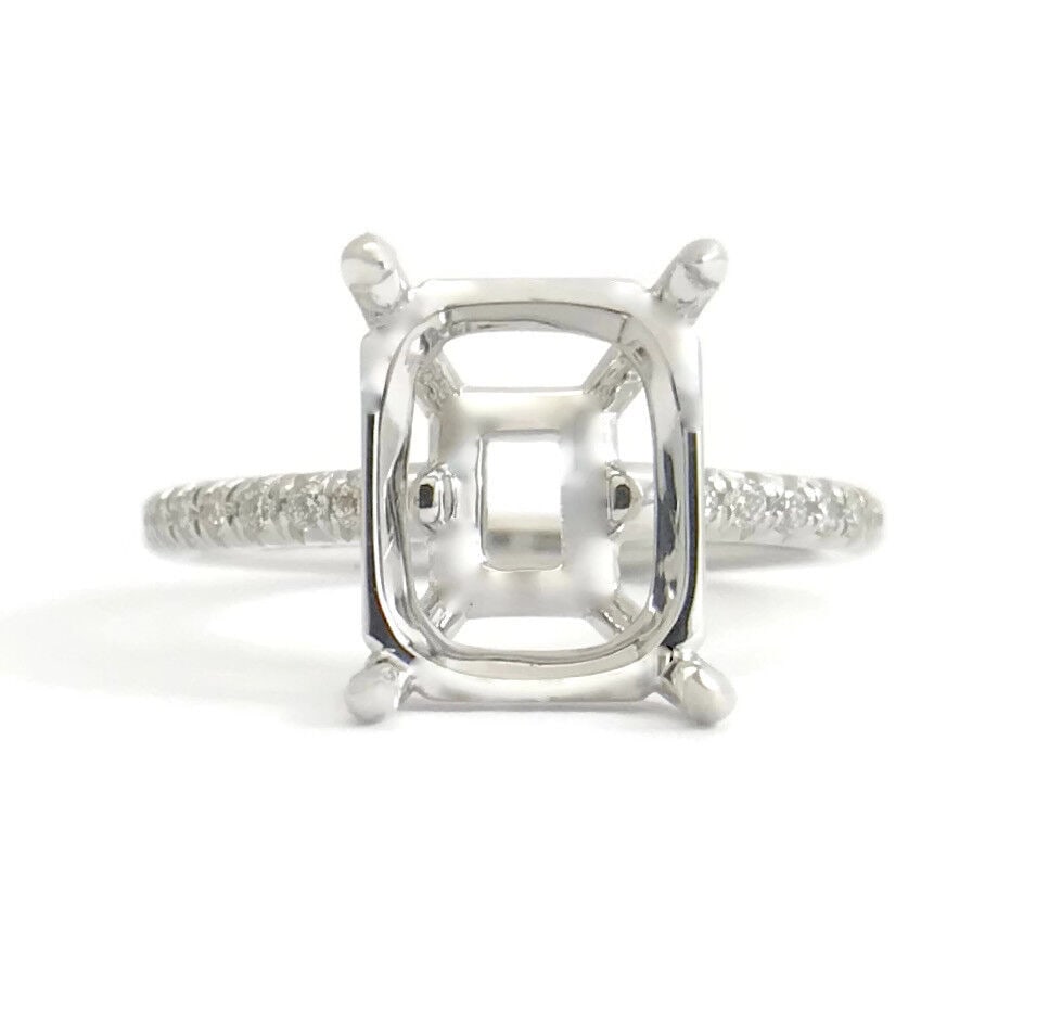 Buy Rectangle Diamond Engagement Ring Setting Mounting 14k White Gold ...