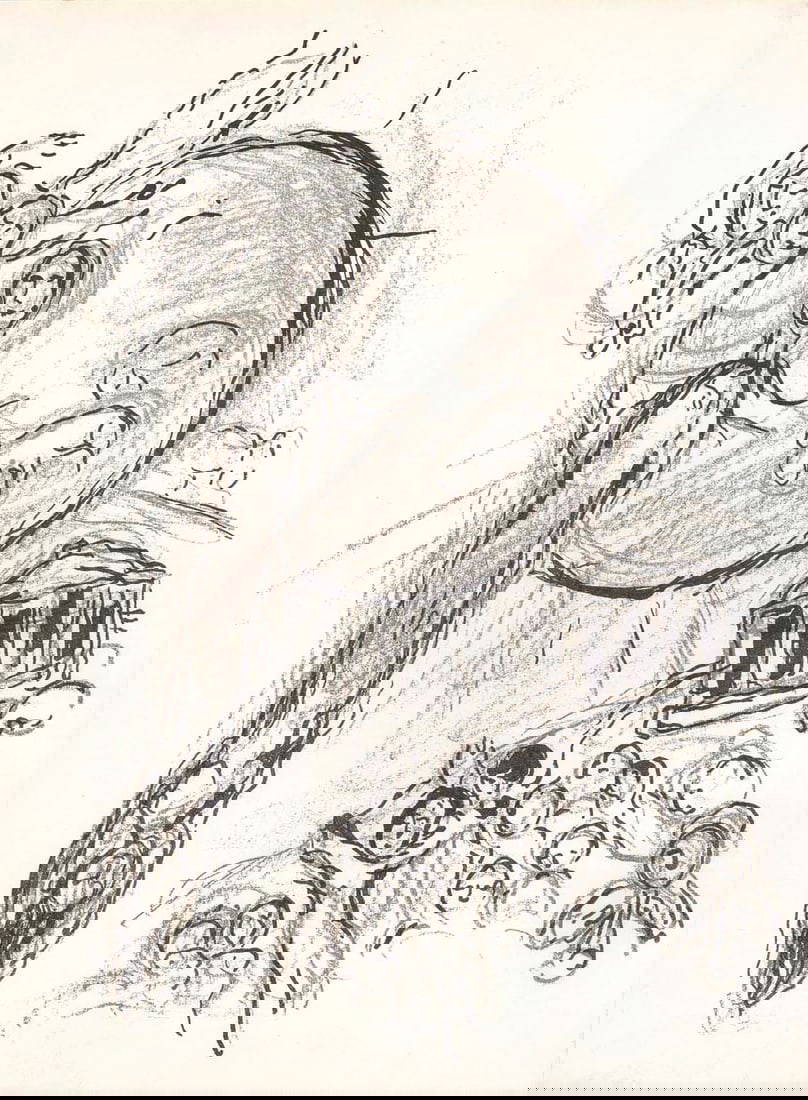 Chagall Sketch 3 Lithograph Paris Opera 1966 Auction