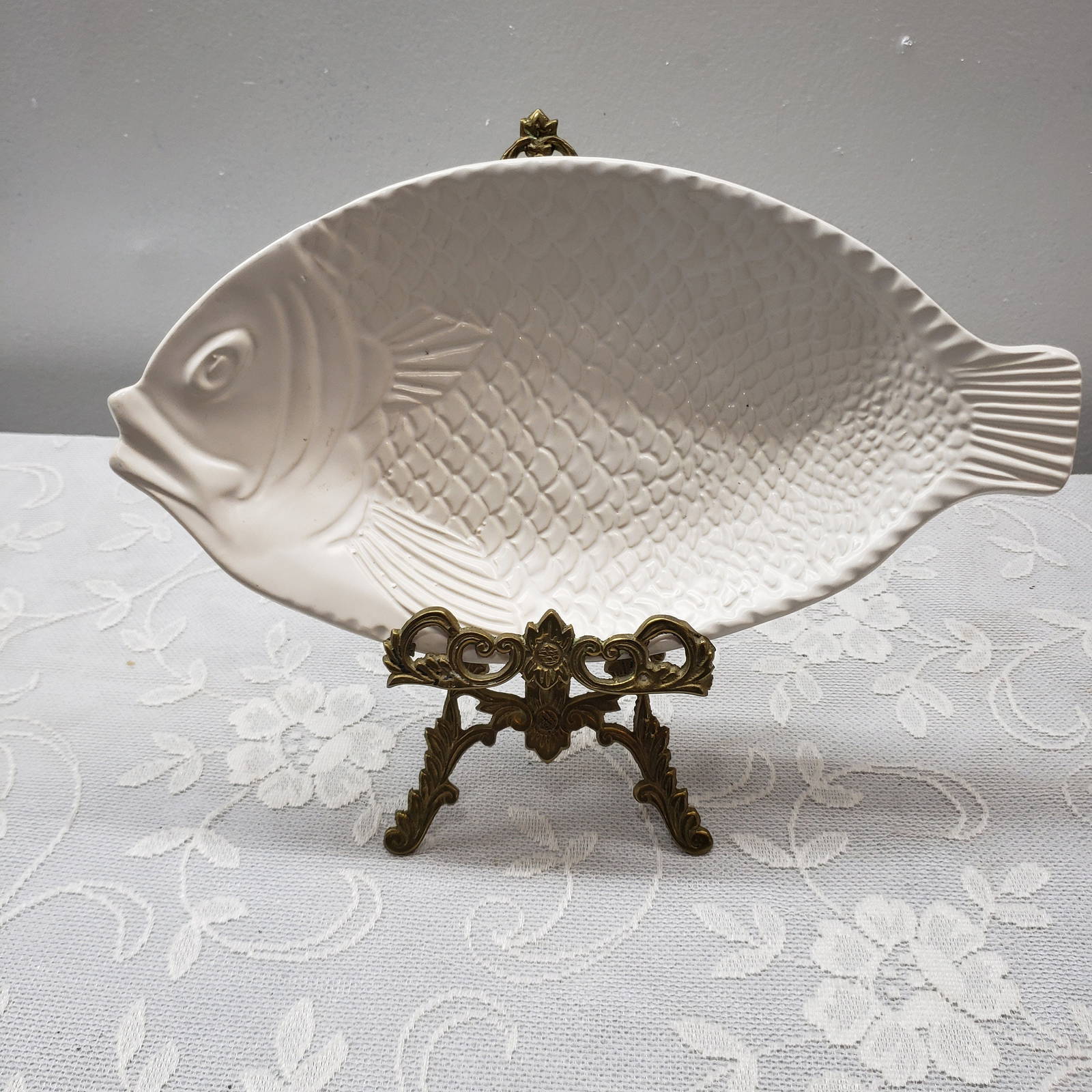 Mid Century Modern Matte White Fish Art Pottery Fish Plate Or Platter ...