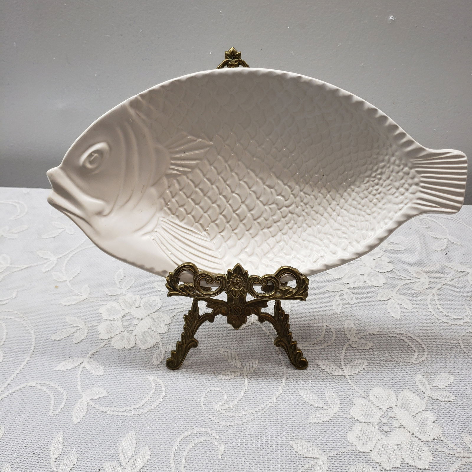 Mid Century Modern Matte White Fish Art Pottery Fish Plate Or Platter ...