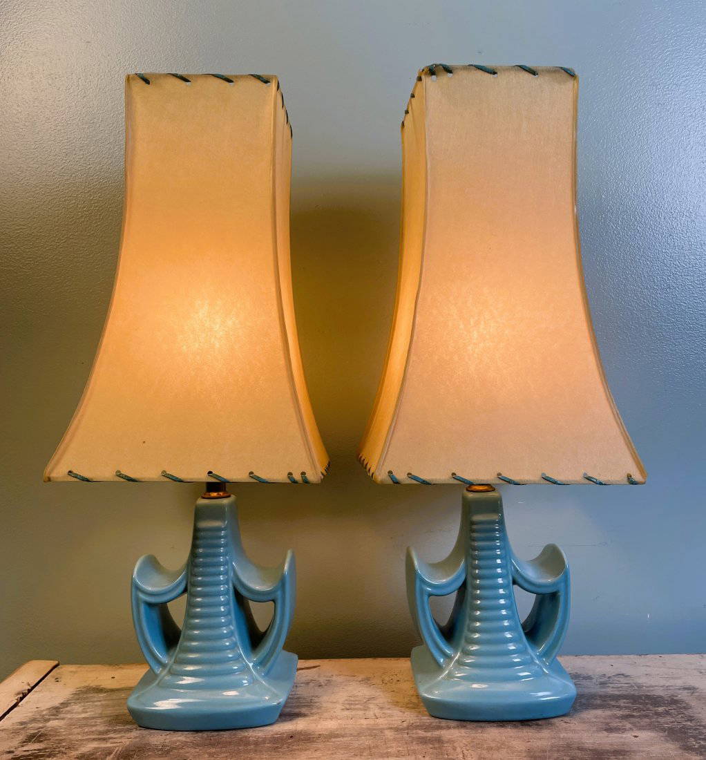 Mcm Atomic Table Lamps With Original Shades Auction