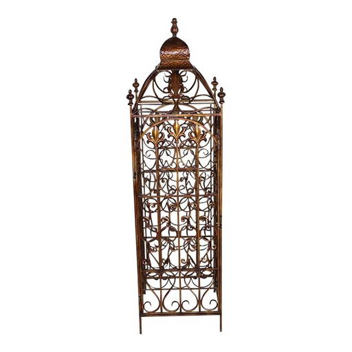 Vintage Iron Bronze Wine Rack Cabinet, Holds 24 Bottle