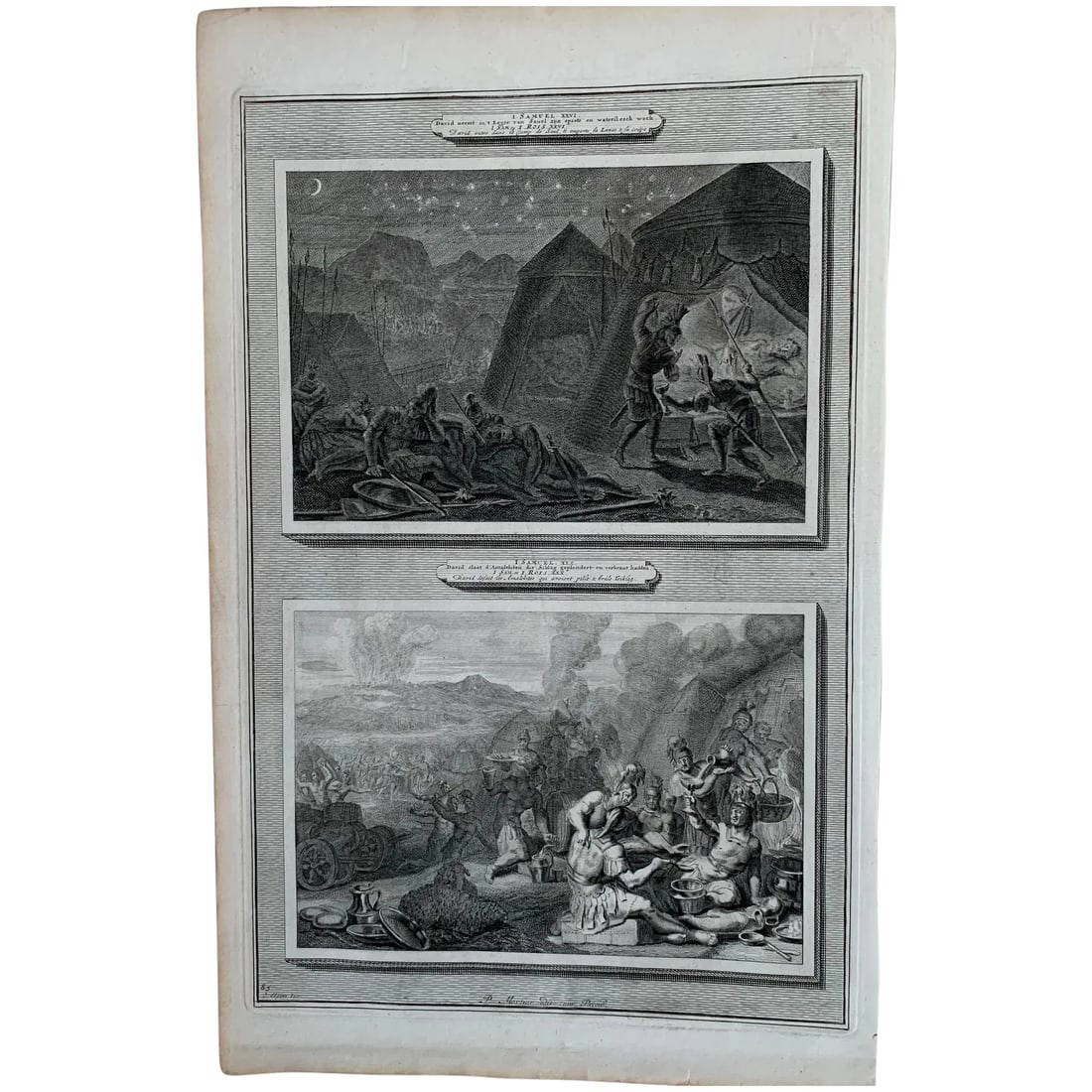 1700. Two Scenes From Mortier's Bible Auction
