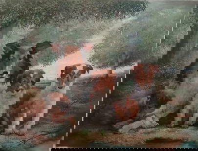 "portrait Of A Scottish Rough Border Collie Dog" Oil Painting Auction