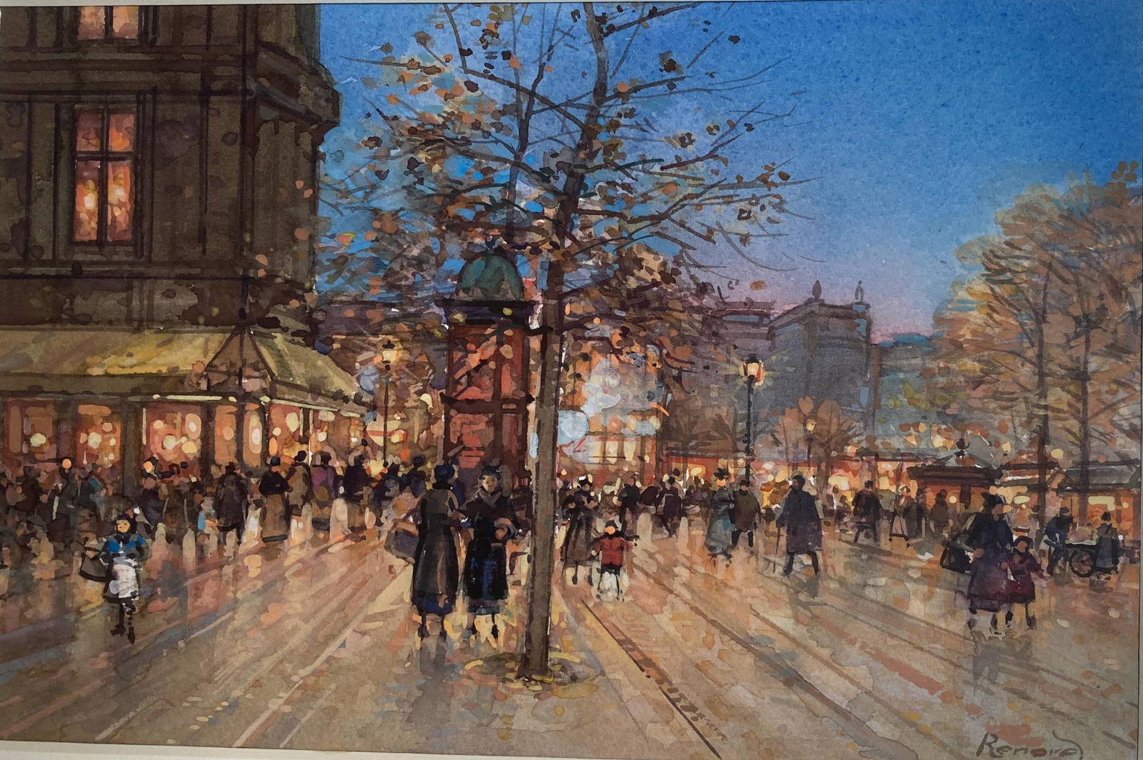 Paris Promenade - Framed 20th-century Impressionist City Painting Auction