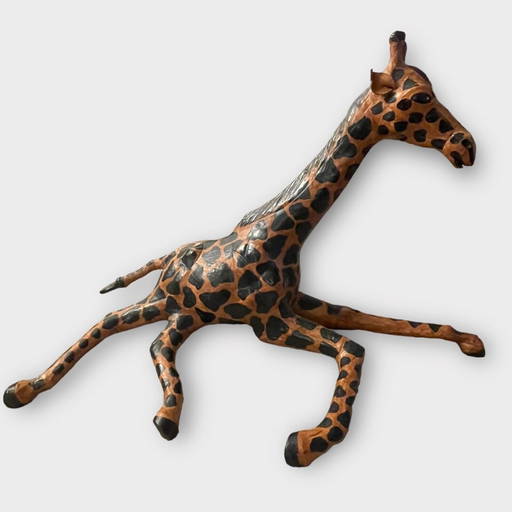 Vintage Giraffe Faux Leather Figurine 13”
