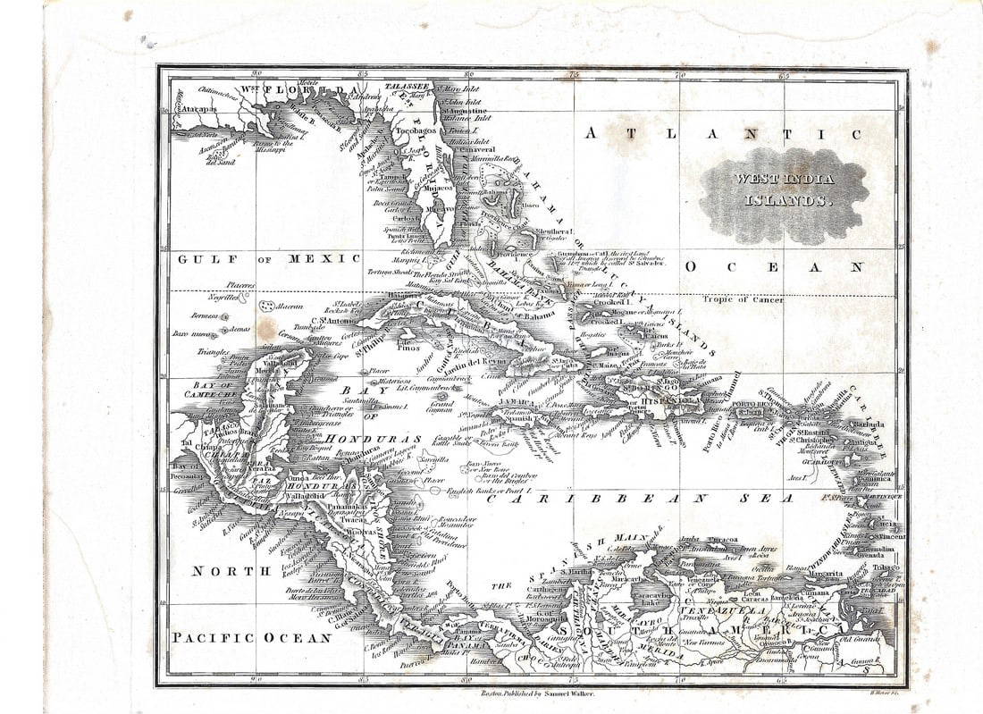 1834 Malte-brun Map Of The Caribbean -- West India Islands Auction