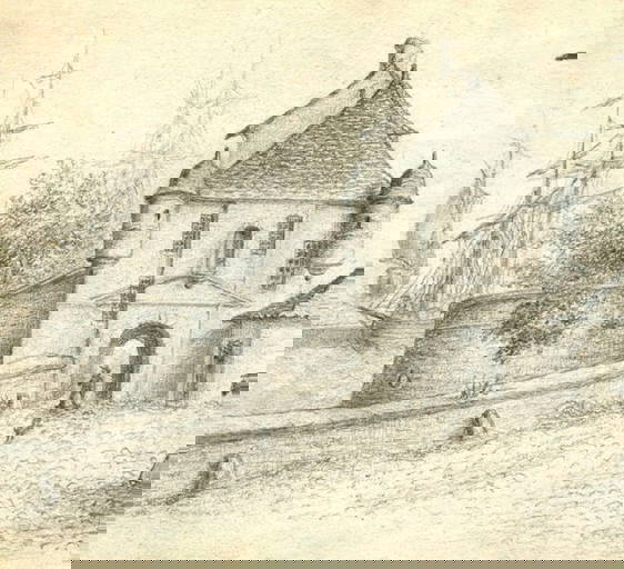 Antique Pencil Drawing Original 19th Century Honfleur Landscape