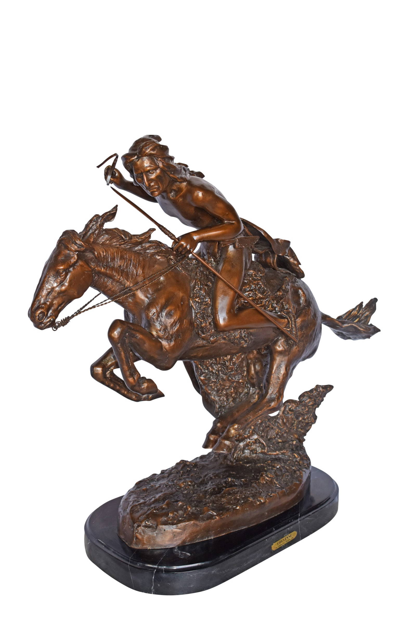 Cheyenne By Remington Bronze Statue Replica - Size: 33"l X 11"w X 29"h ...