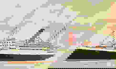 Rms Laconia, Signed Oil Painting C. 1990 Auction