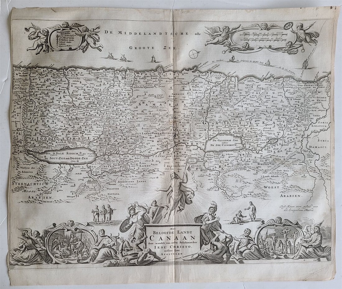 1700s Map Of Canaan Land Israel Palestine Antique Auction