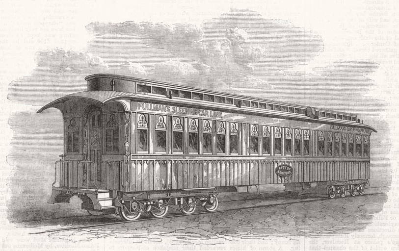 Pacific. Union Railway. Pullman's Sleeping Car 1869 Old Antique Print ...
