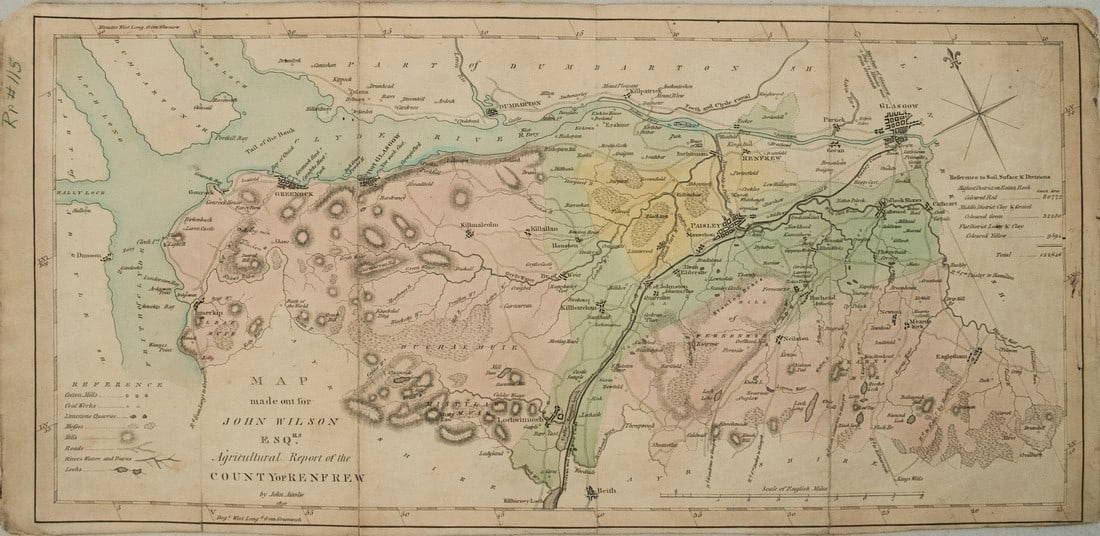 1810 Ainslie Map Of County Renfrew Near Glasgow In Scotland -- Map Made ...