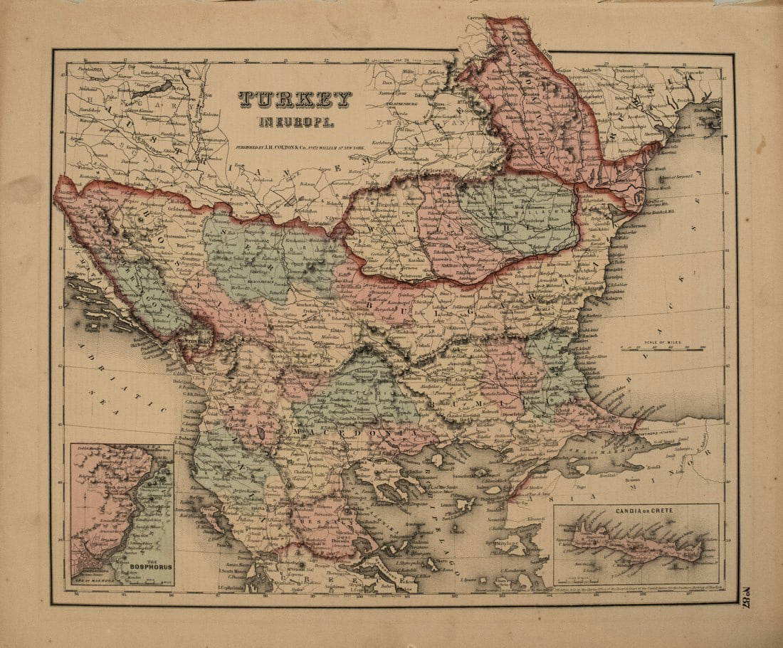 1855 Colton Map Of Turkey In Europe -- Turkey In Europe Auction