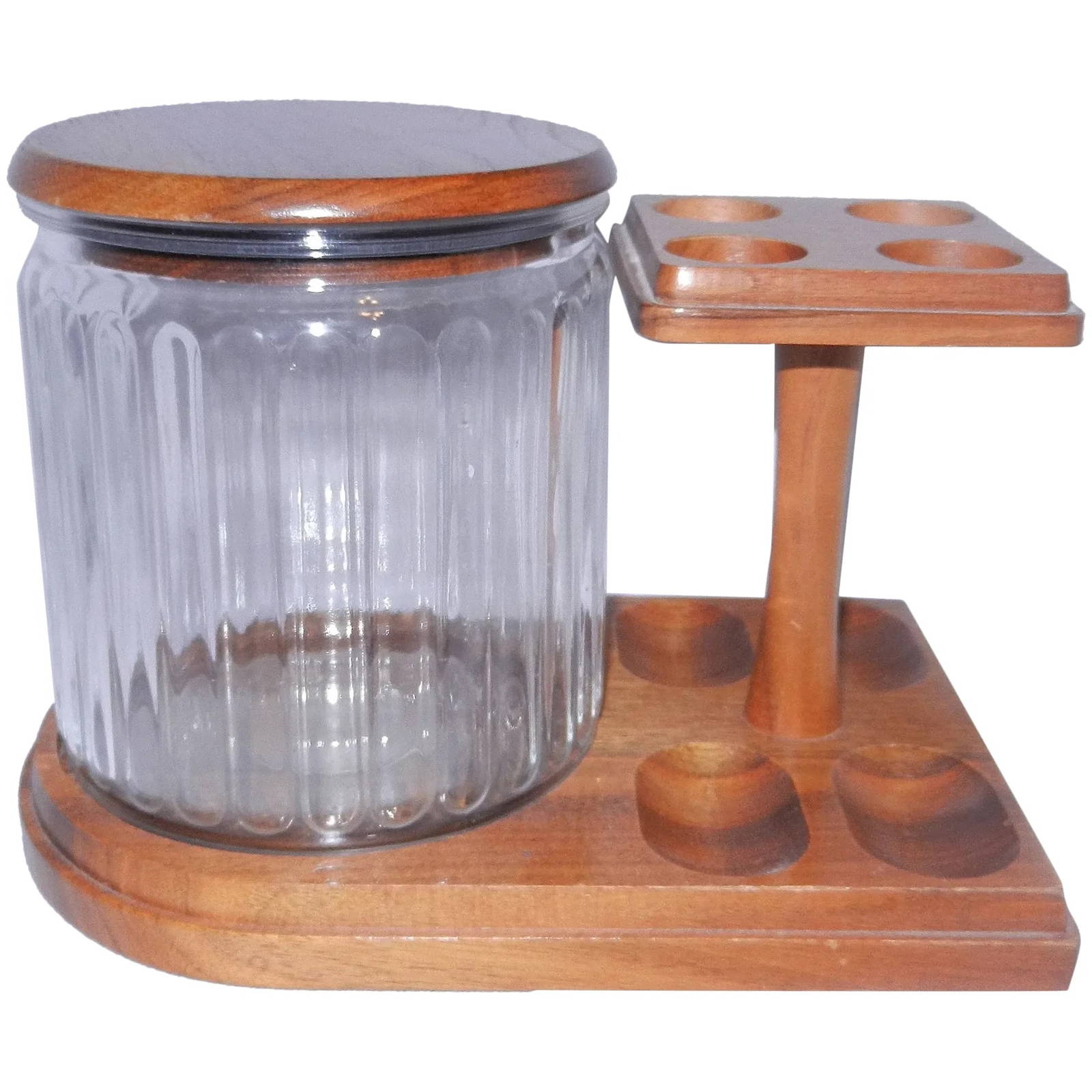 Vintage Aztec Glass Humidor With Wood Top And A 4 Pipe Rack Stand Auction