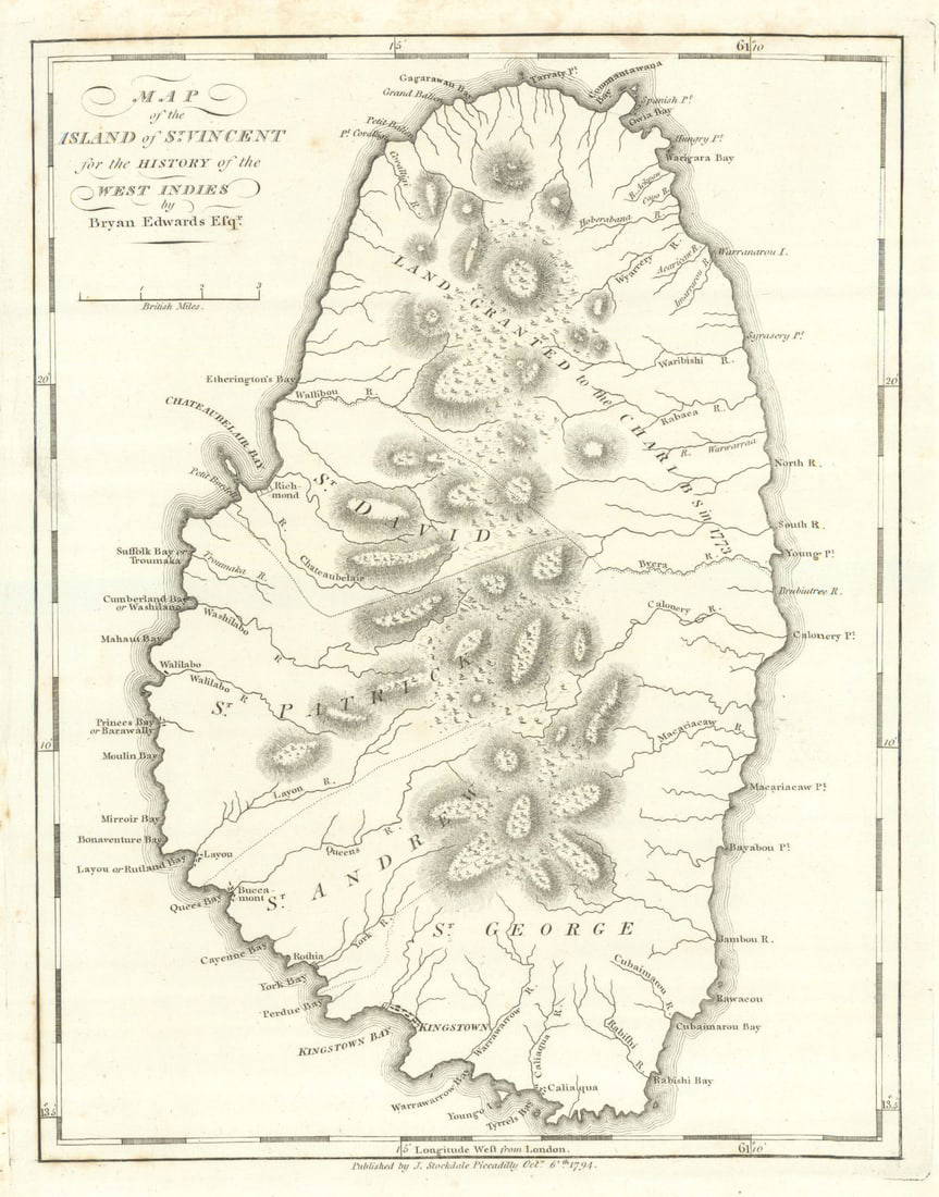Buy Map Of The Island Of St. Vincent'. By Bryan Edwards. West Indies ...