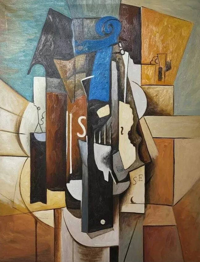 Fineart: Antique Vintage Painting "style Of Cubist Master Picasso - Oil ...
