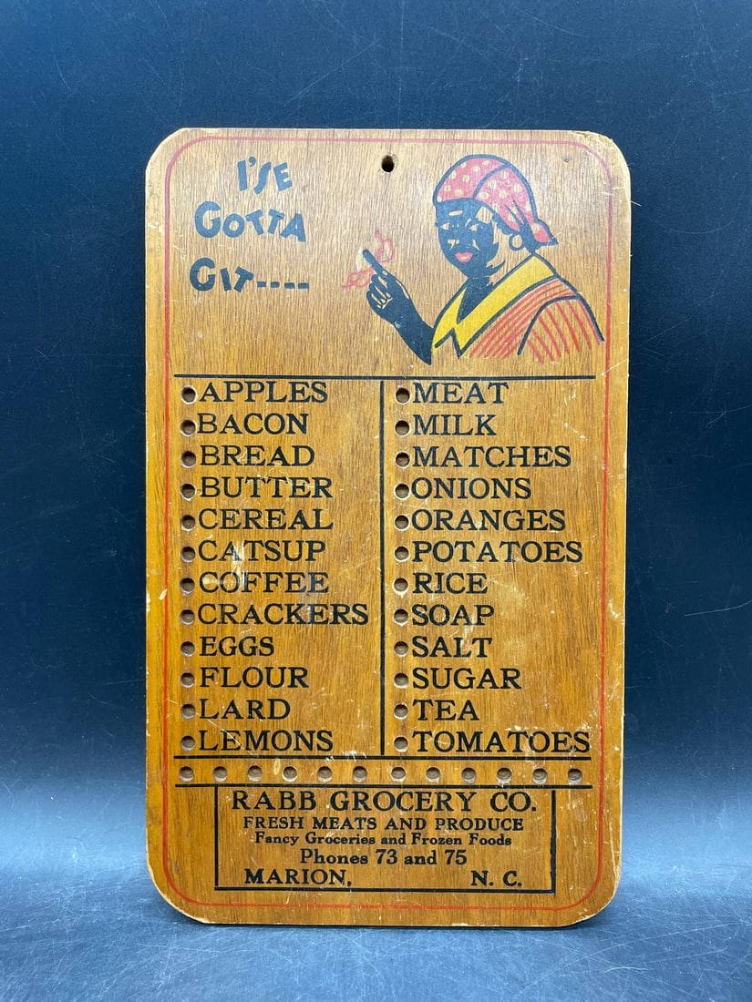 Vintage Wood Black Americana Kitchen Grocery Peg Board "ise Gotta Git ...