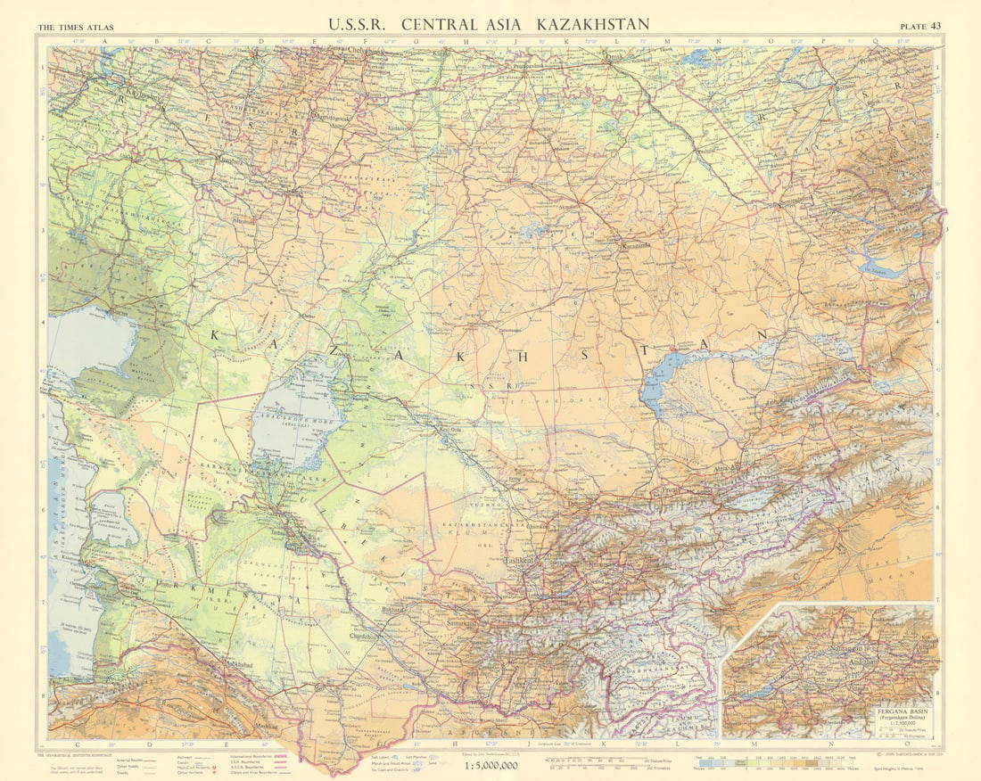 Ussr Central Asia. Kazakhstan Uzbekistan Turkmeniya Aral Sea. Times ...