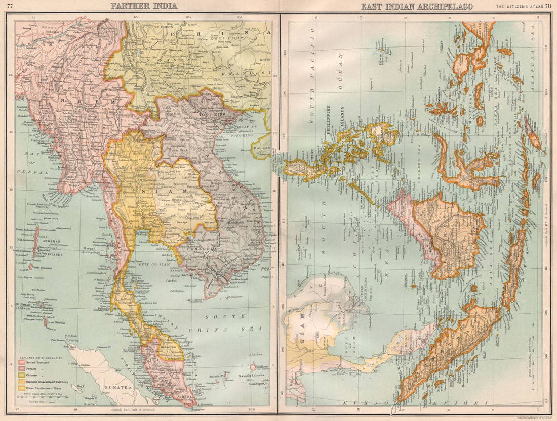 Buy Indochina/east Indies. Shows "siamese (thai) Guaranteed Territory ...