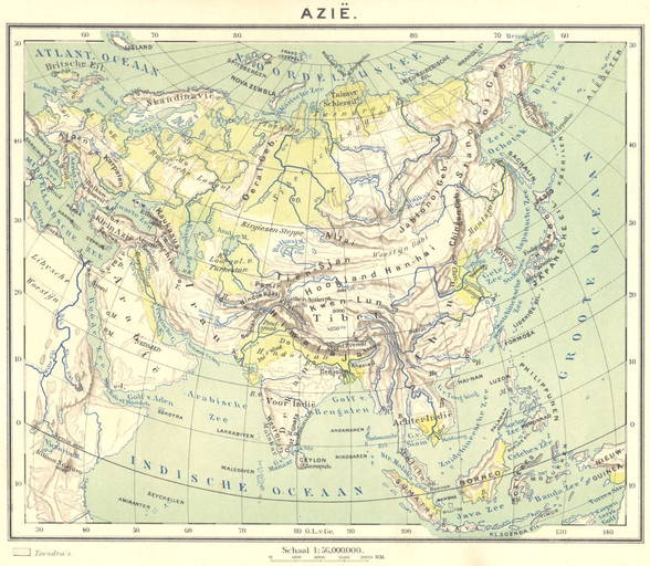 Asia Azië 1 1922 Old Antique Vintage Map Plan Chart
