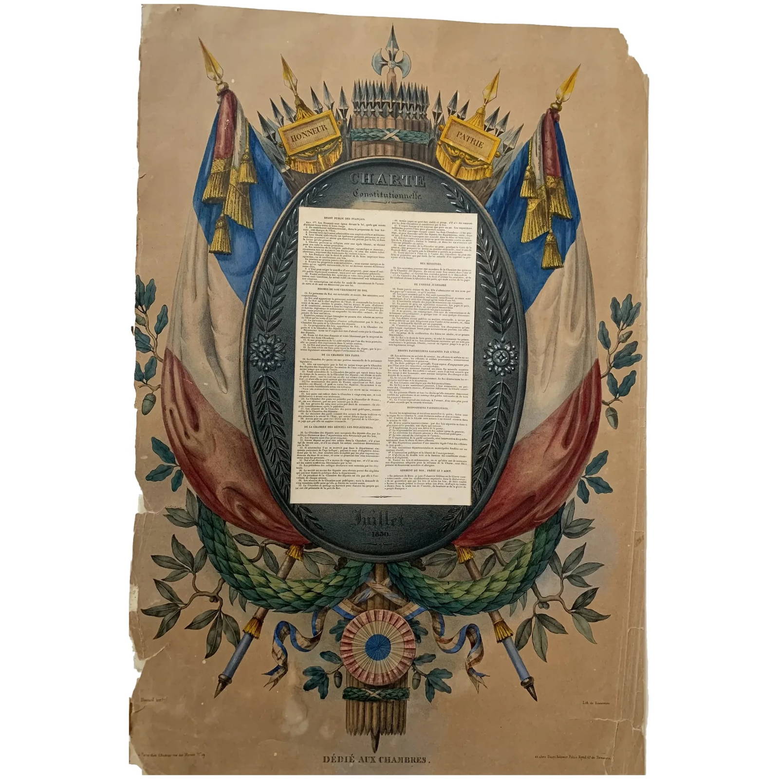 French Constitution (charte Constitutionnelle) By Lemercier. July 1830 ...