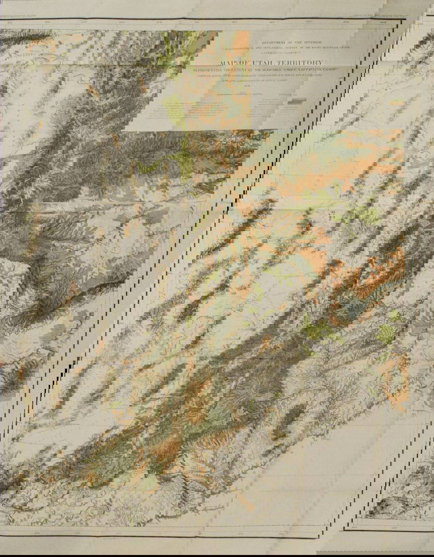 1879 Powell Map Of Utah -- Map Of Utah Territory Representing The ...