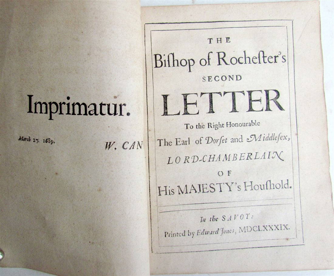 1689 Bishop Of Rochester's Second Letter To Lord Chamberlain Antique In ...