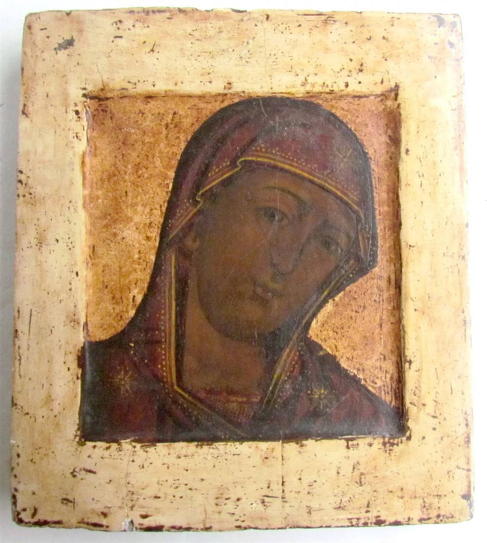 Buy Russian Icon Of Mother Of God Antique 17th Century Hand Painted On Wood | Jasper52 In Ny