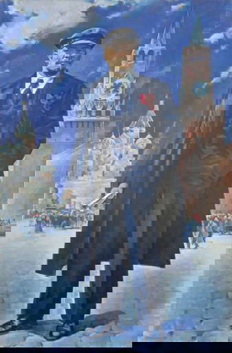 Kaminsky Emanuil (ukrainian Artist), "lenin On Red Square", Oil On Canvas