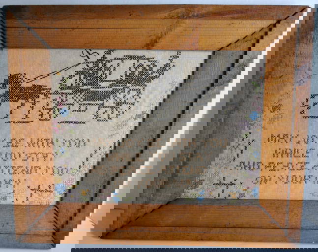 Vintage Embroidered Motto Sampler, 1950s Finely Hand Worked, Framed ...